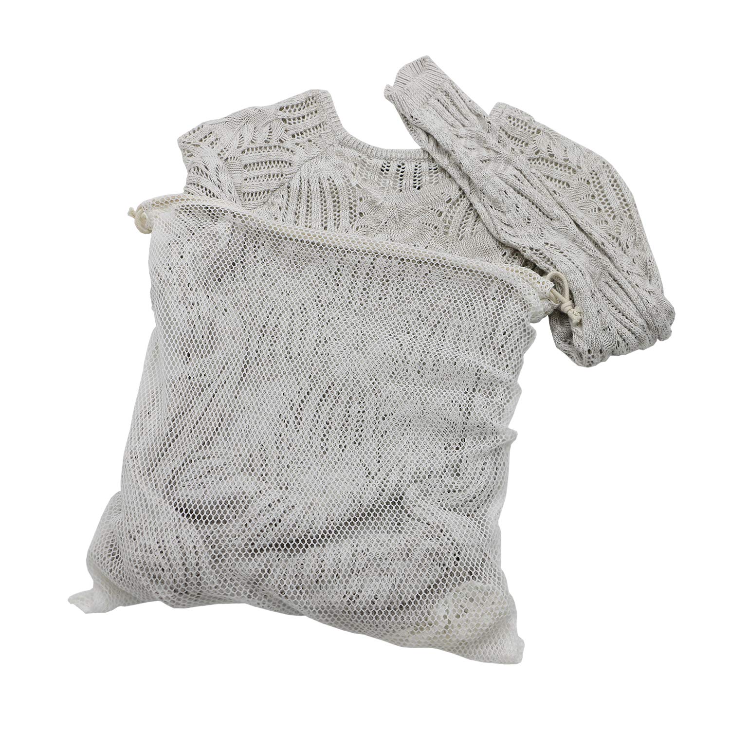 Simple Ecology Organic Cotton Mesh Laundry Bag; Machine Washing Bags for Delicates, Lingerie and Garments, Set of 3 (S, M, L)
