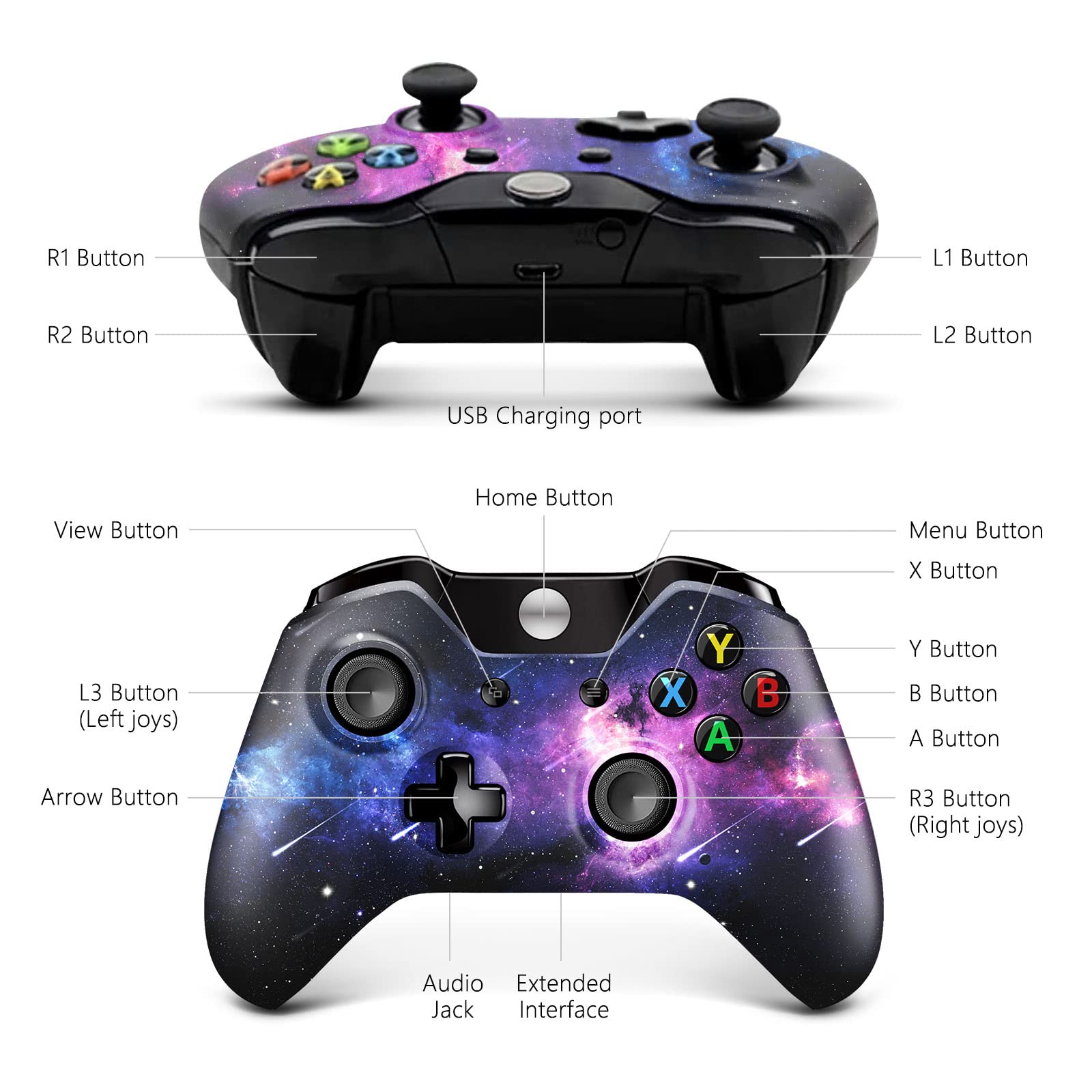 Isferch Wireless Controller Compatible with Xbox One Design Starry Sky Model for All Xbox One Models, Series X S and PC with 3.5mm Audio Headphone Jack (Starry Sky Version)
