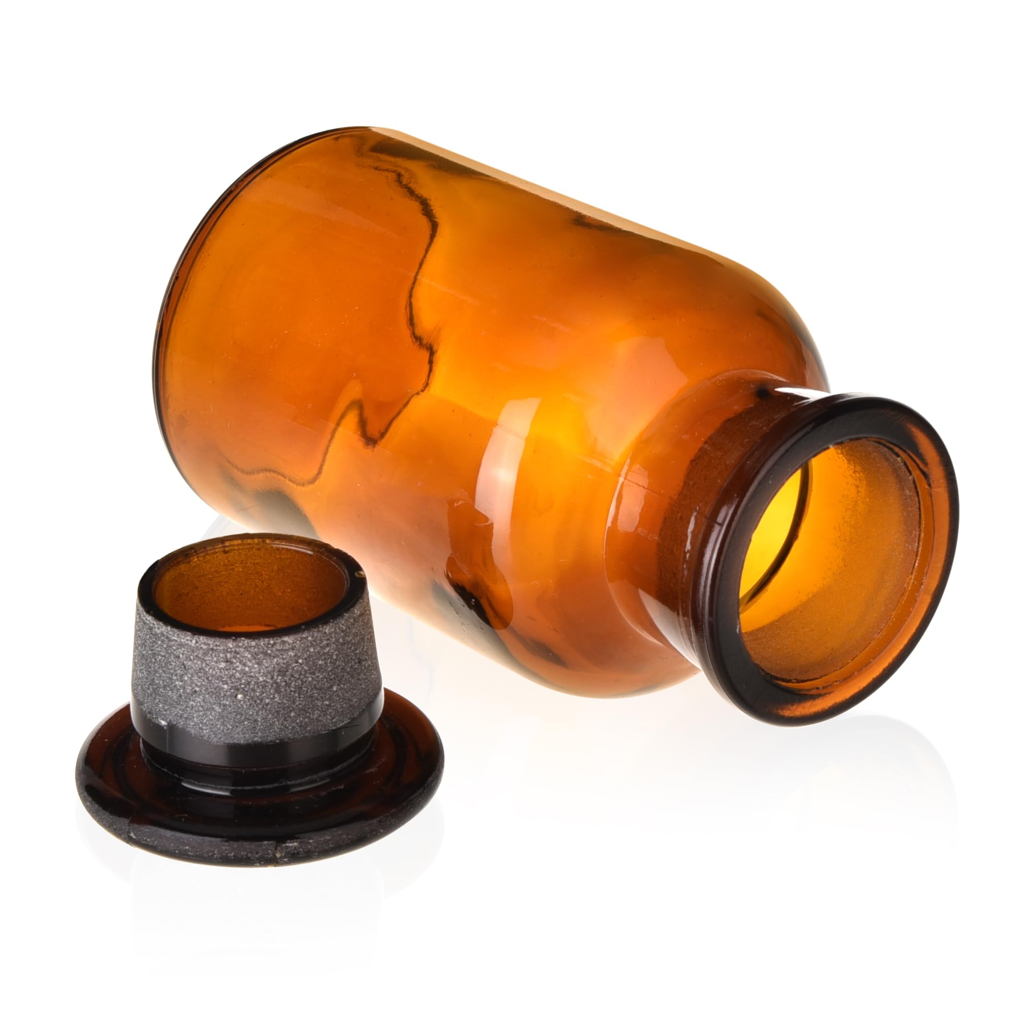 Kestun 1000ml Lab Glass Reagent Bottle,Wide Mouth Glass Amber Storage Bottle with Ground Stopper,Decorative Bottles/Vase