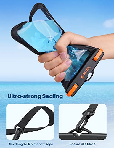 Lamicall Waterproof Phone Pouch Case - [2 Pack][Easy Lock & Heavy Duty] IPX8 Water Proof Cell Phone Dry Bag for iPhone 14 13 12 11 XS XR X Pro Max Plus Mini, S22 S21 Ultra, more 4-7" Cellphones, Black