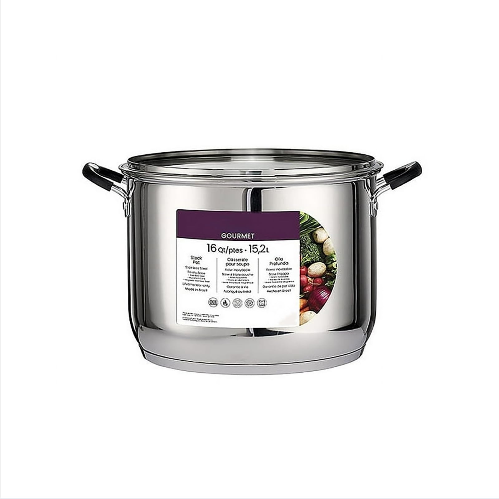 Generic 16-Quart Stainless Steel Stock Pot with Lid - Triple Bottom Construction, Durable and Versatile Kitchen Essentials
