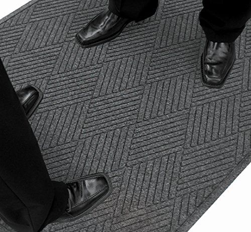 Guardian EcoGuard Diamond Indoor Wiper Floor Mat, Recycled Plactic and Rubber, 4'x6', Charcoal Black,EGDFB040604