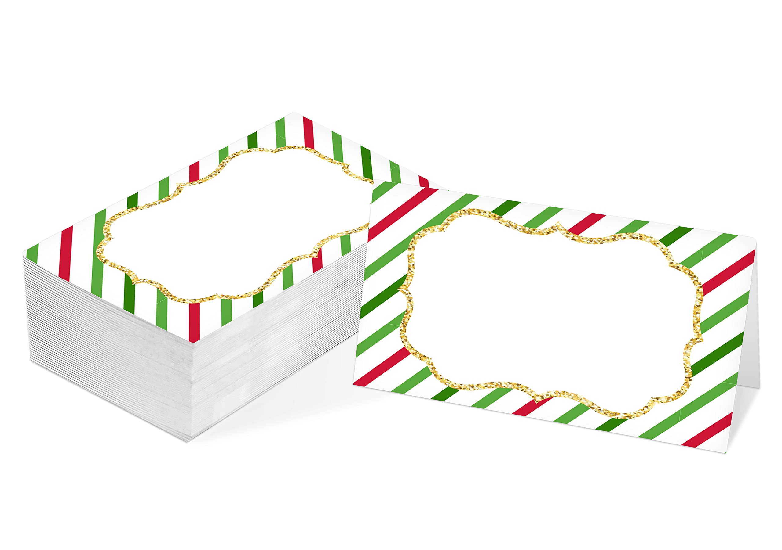 Table Place Card, Christmas Themed Tent Style Cards, Pack of 25 Half-Fold Reception Place Card, Perfect for Christmas Party, Wedding, Bridal & Baby Shower, Birthday, Banquet and Special Events B02
