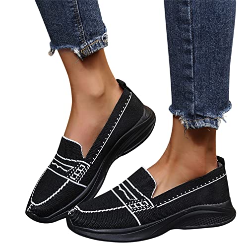FASDNENDYS Ladies Fashion Solid Color Mesh Breathable Cover Foot Flat Casual Shoes for Womens Black