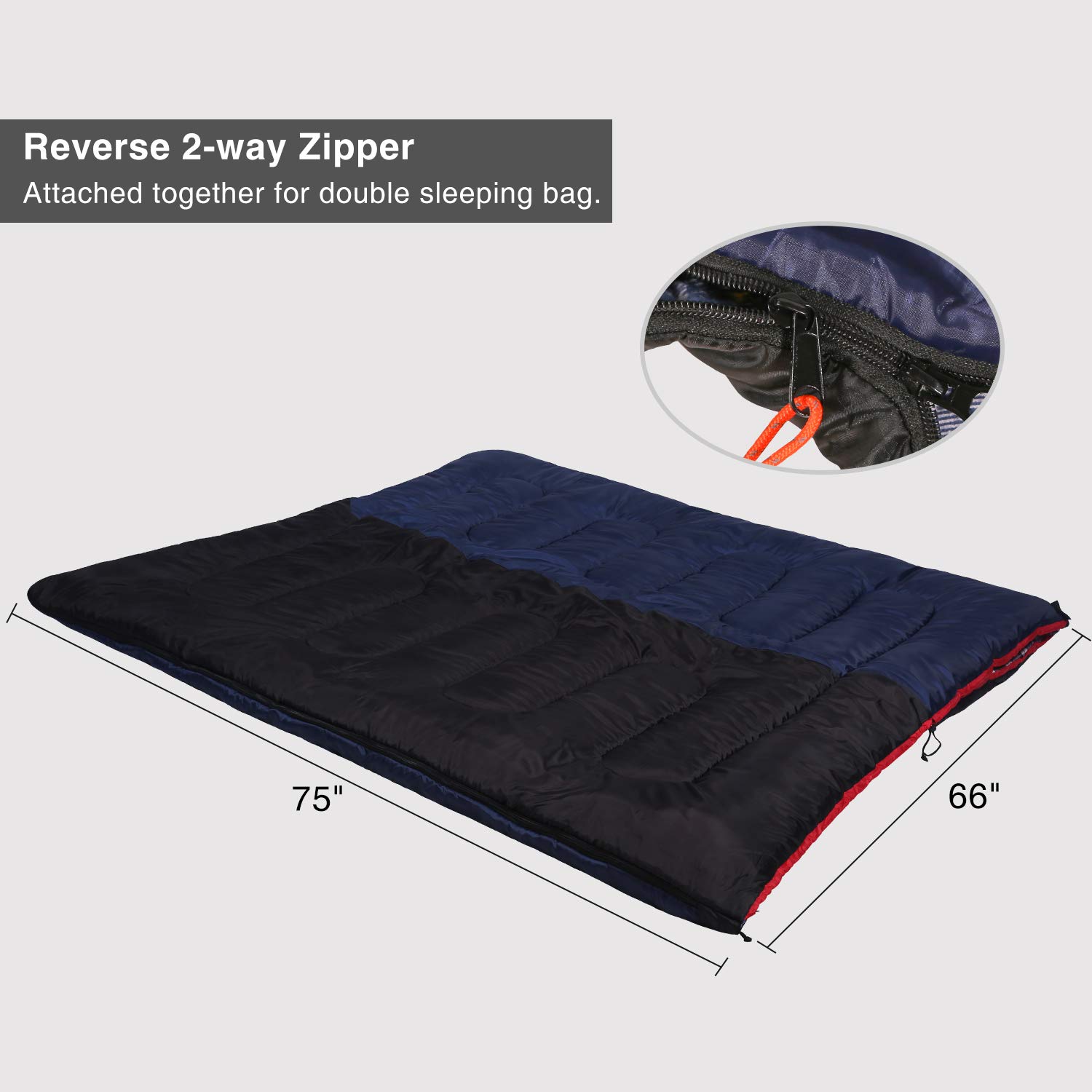 Domaker Backpacking Sleeping Bag Lightweight Flannel for Hiking Camping, Cold Weather Warm Envelope Sleeping Bags with Stuff Sack for Adults and Kids, Blue 2lbs