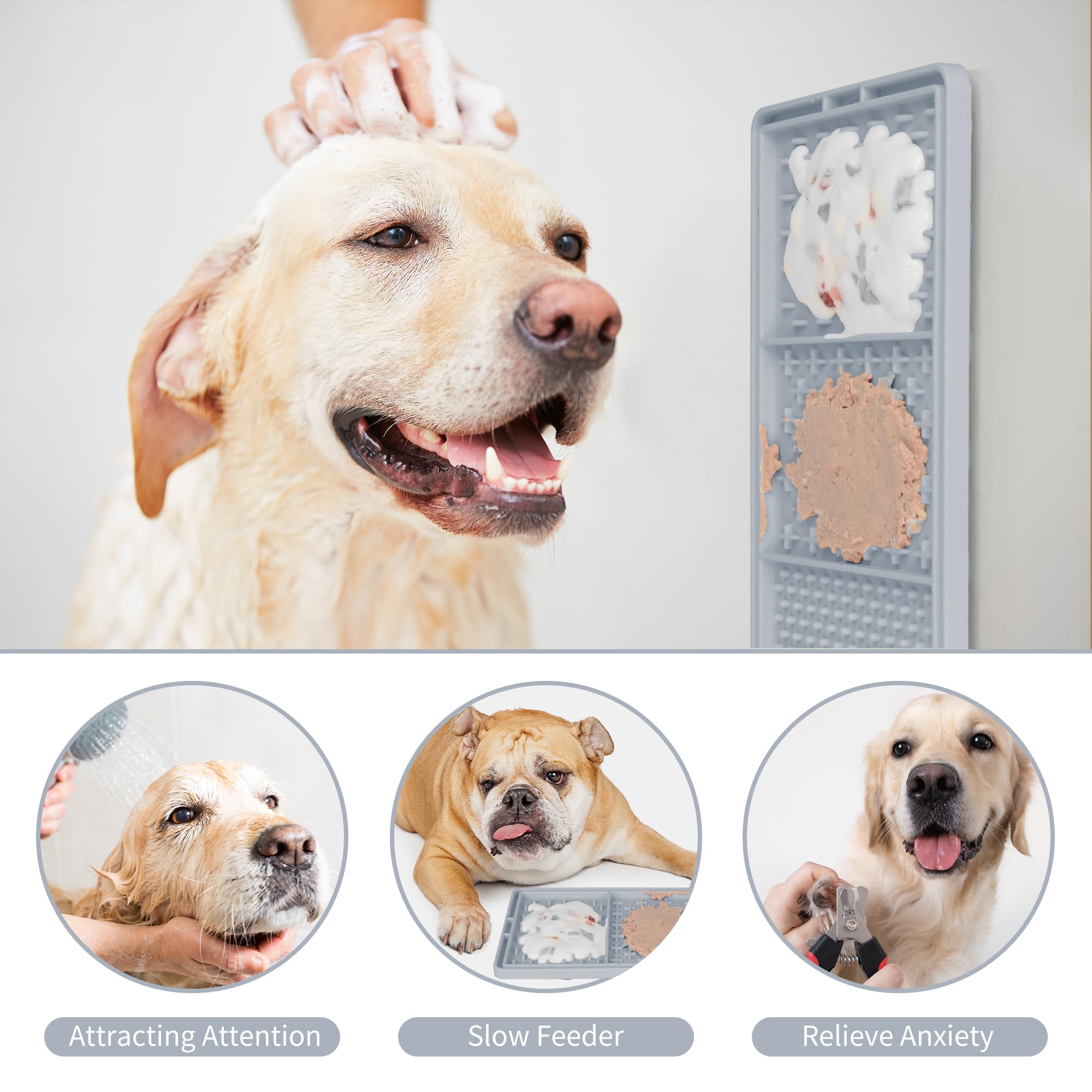 Coomazy Dog Lick Mat, Dog Slow Feeder, Boredom and Anxiety Reducer, Non-Slip Design Lick Mat for Dogs and Cats, Suitable for Yogurt, Peanut Butter and Liver Paste, Non-Toxic, Blue, L