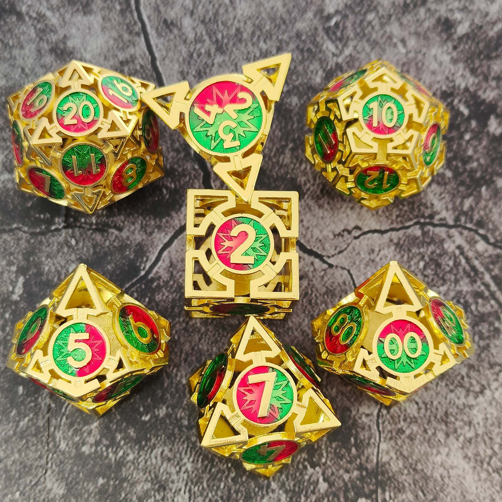 GIUADKXD Metal DND Dice Set - D&D Dungeons & Dragons Dice 7 Piece Polyhedron Dice Set D20MTG Dice Set Game RPG Warhammer Dice Accessories Gift D4 D6 D8 D10 D10% D12 D20 Dice Set - Silver and Blue