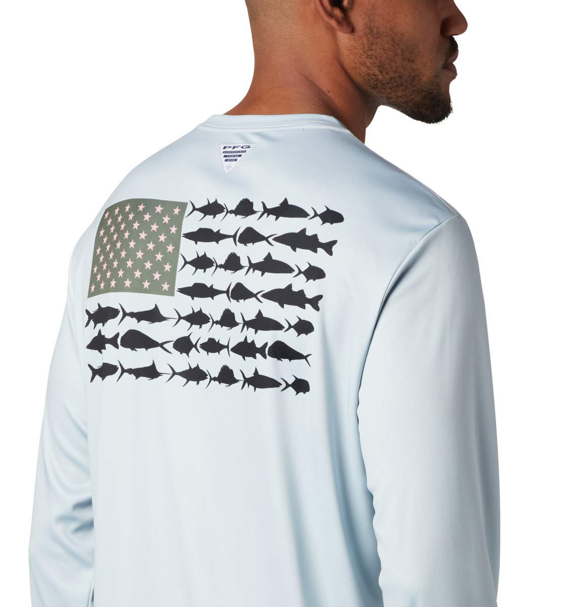 Columbia Men's Terminal Tackle PFG Fish Flag Long Sleeve, Cool Grey/Sorbet, 3X