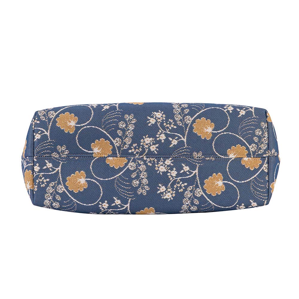 Signare Tapestry Shoulder Bag for Woman Travel or Work Tote Bags for Women In Jane Austen Blue Design|COLL-AUST