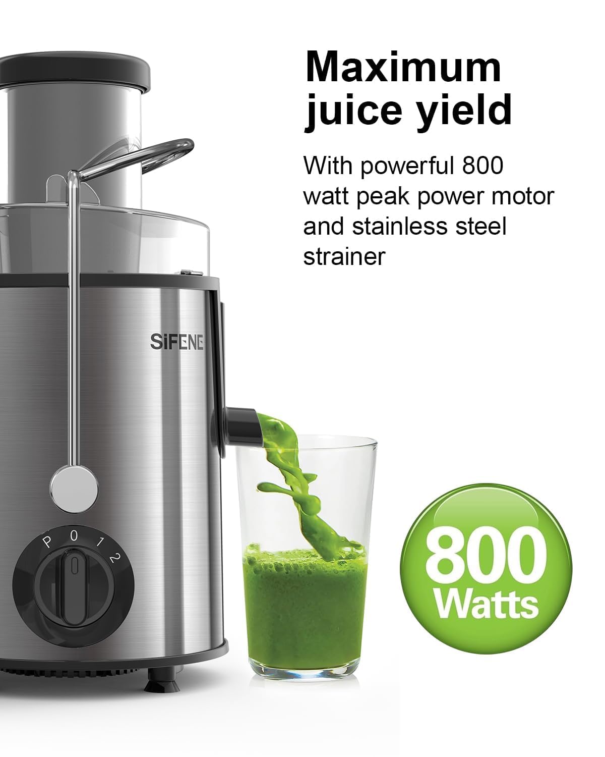 SiFENE Quick Juicer Machine, Centrifugal Juicer with 3" Big Mouth for Whole Fruits & Veggies, Easy to Clean, Non-BPA Stainless Steel Kitchen Juicer
