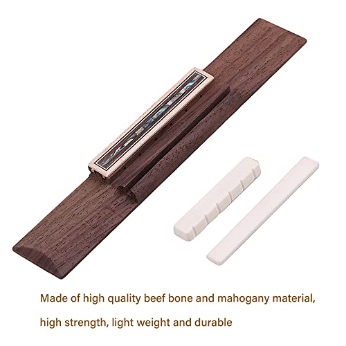 Yibuy Classical Guitar Bridge Rosewood Bone Saddle Nut Replacement w/Abalone Shell