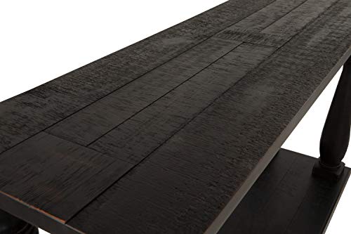 Signature Design by Ashley Mallacar Rustic Cottage Rectangular Sofa Table with Floor Shelf, Black
