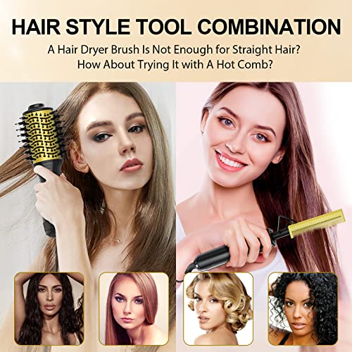 Compact Hair Dryer Brush, Lightweight & Portable One-Step Volumizer and Styler, Ceramic Coating 3-in-1 Hair Styling Tool 3 Temperature Settings 125V Blowout Brush