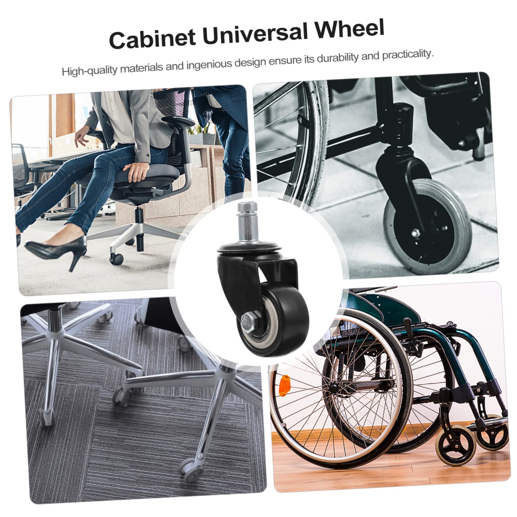 COOPHYA 5 Pcs Boss Chair Caster Computer Chair Wheels Carpets Gliding Wheels Workbench casters Castor Wheels Hardwood Floors Wheels Rubber Polyurethane (pu) Universal to Rotate Transport