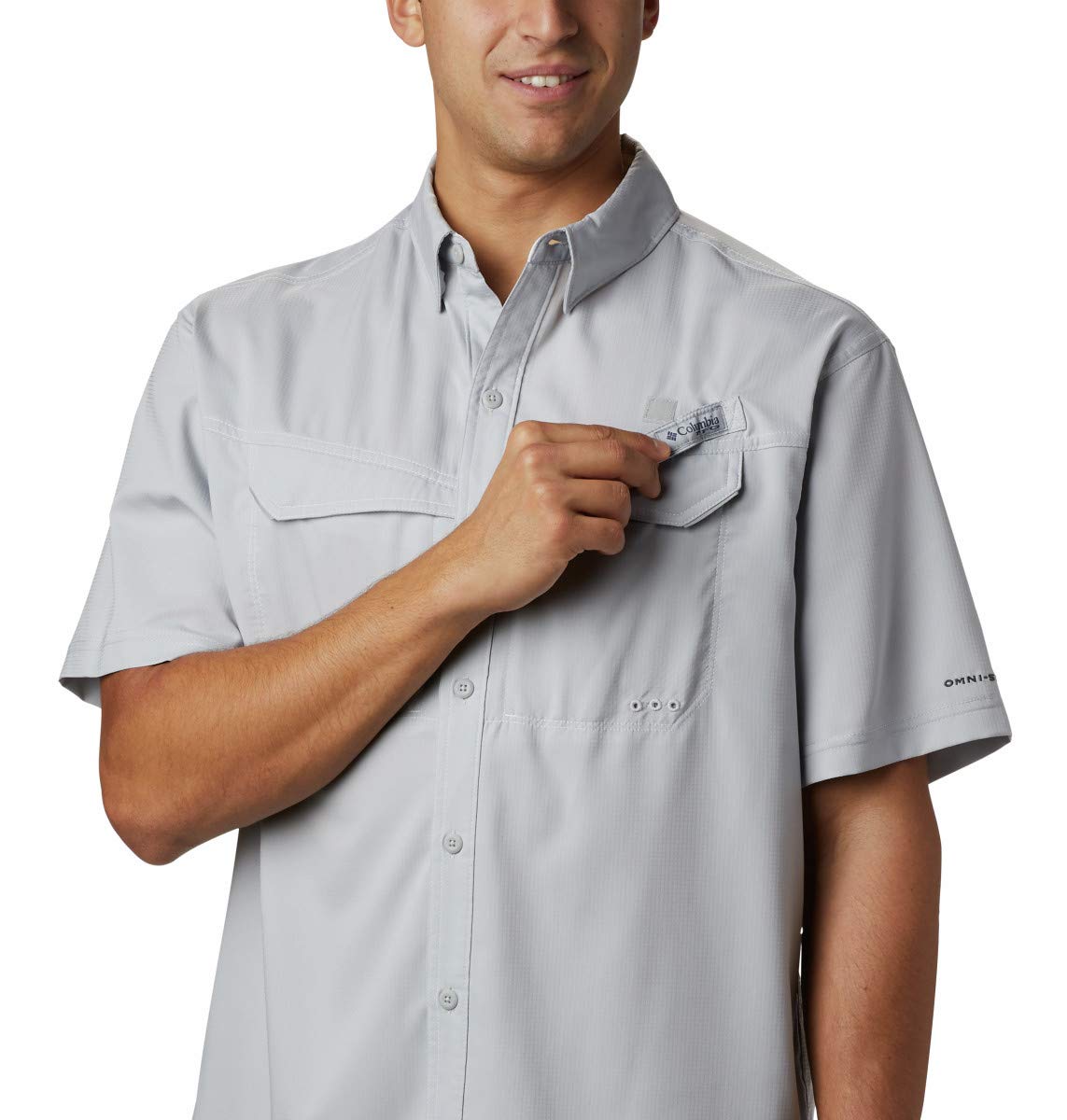 Columbia Men's Low Drag Offshore Short Sleeve Shirt, UPF 40 Protection, Moisture Wicking Fabric T-Shirt,Cool Grey,XX-Large