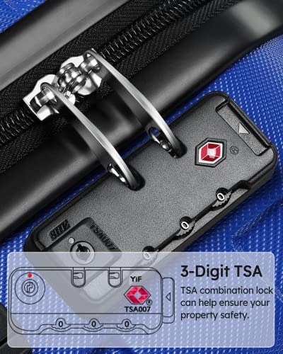 Luggage 3 Piece Sets Hard Shell Luggage Set with Spinner Wheels, TSA Lock, 20 24 28 inch Travel Suitcase Sets, Bright Blue