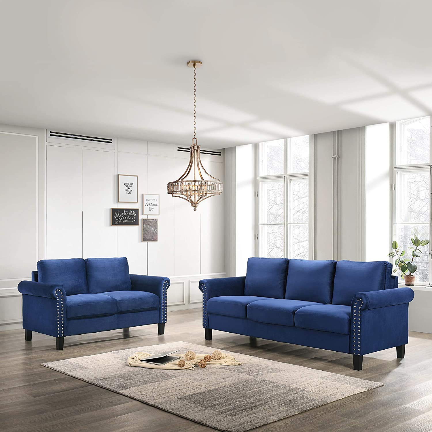 New Classic Furniture Alani Sofas and Couches, Loveseat, Blue