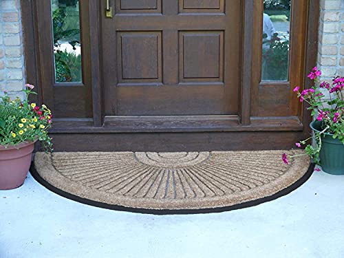 Kempf Half Round Inlaid Sun Ray Doormat, Outdoor, Entrance Mat, Extra Large Size, Great for Double Doors, Heavy Duty, 3 x 6-feet