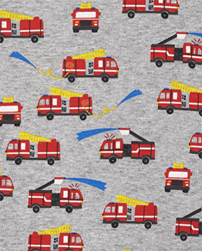 The Children's Place Baby Boys' Unisex and Toddler Snug Fit Cotton Mixed 2 Piece Pajama Sets, Firefighter/Fire Truck 2-Pack, 12-18 Months