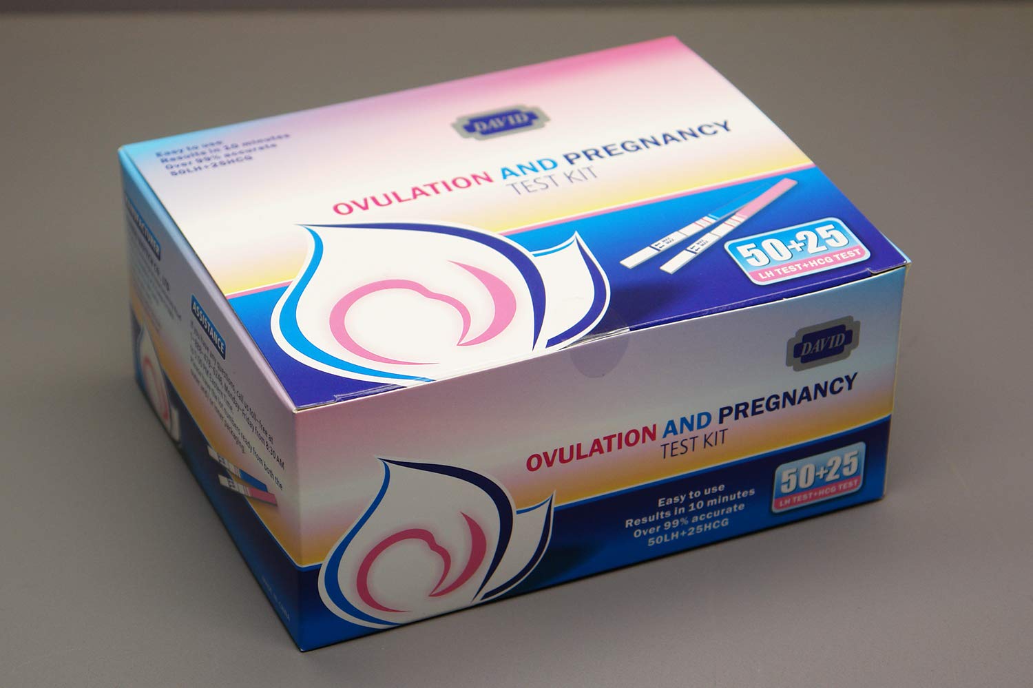 David 50 LH Ovulation Test Strips and 25 HCG Pregnancy Test StripsĀ Combo Pack with 75 Free Urine Cups