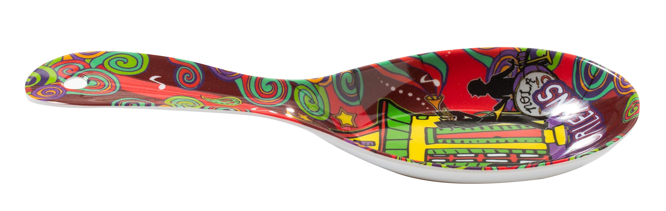 New Orleans Jazz Music Multicolor Swirl Plastic Souvenir Spoon Rest (Vertical Design)