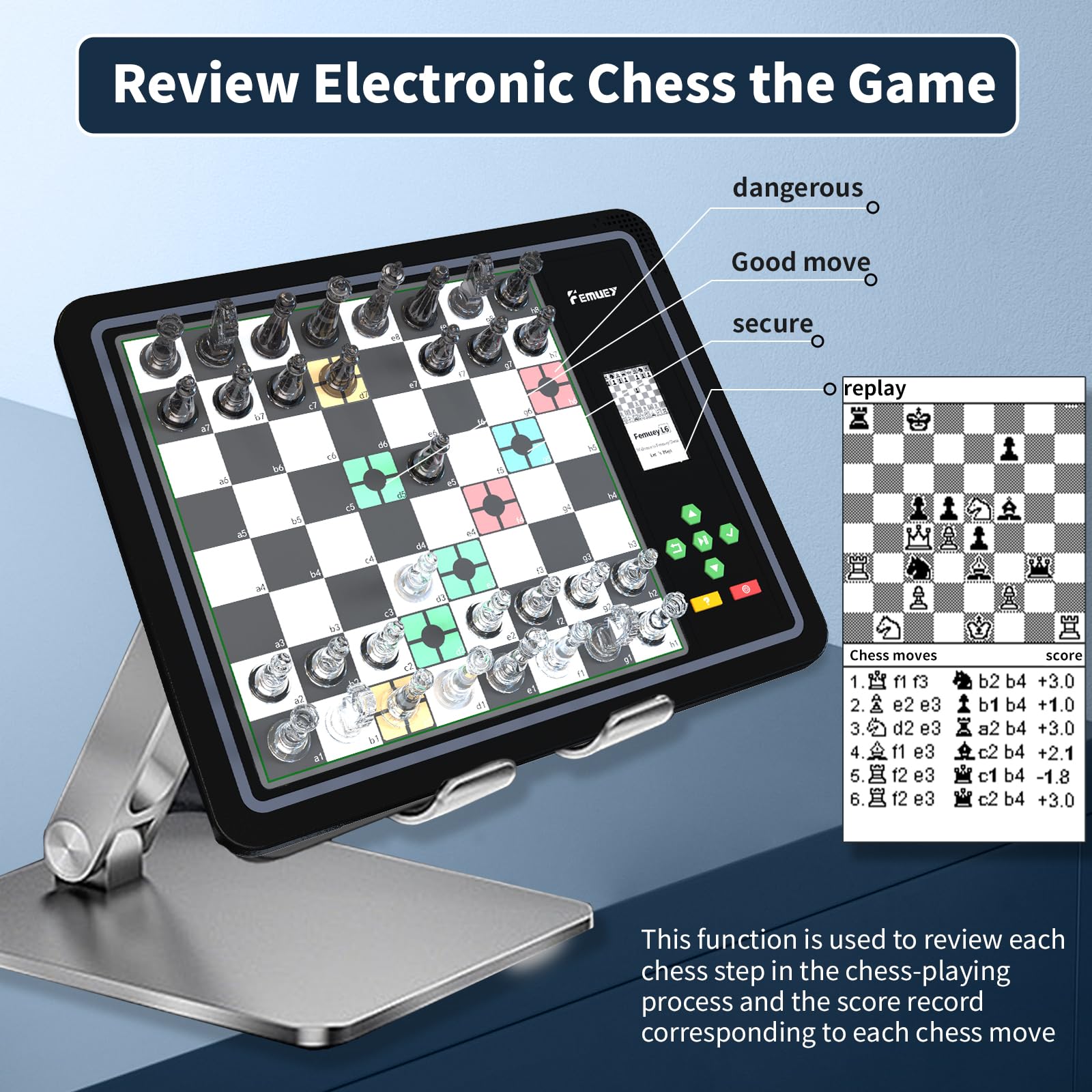 Electronic Chess Set, Chess Set Board Game, Computer Chess Game, Electronic Chess Game, LEDs,Built-in Battery, Great Partner for Play and Practice