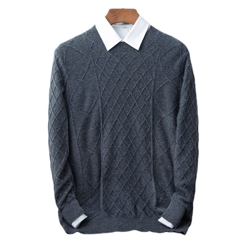 FEER Men's Wool Sweater Autumn Winter Casual Big Yards Sweater Youth Pullover Shirt Business Knitting Bottoming Shirt (Color : D, Size : L Code)