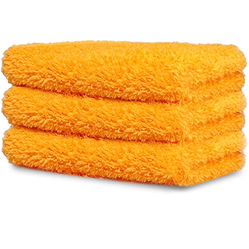 SUPERWASH PLUS Microfiber Towel for Cars Detailing Wash Polishing, Super Absorbent Premium Plush Microfiber Cloth for Household Cleaning, 16 x 14 in - 3 Pack
