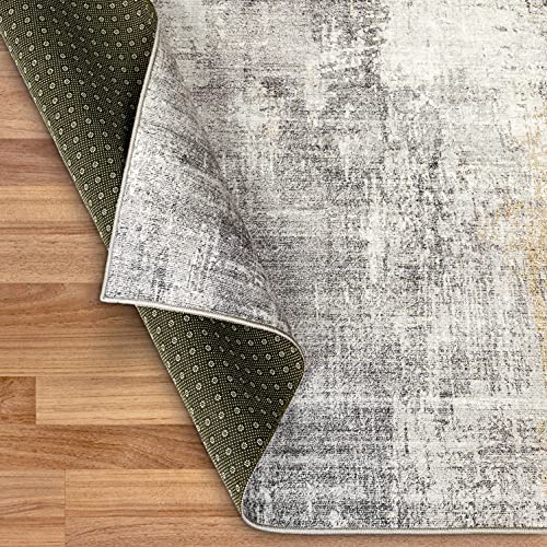 ReaLife Machine Washable Rug - Stain Resistant, Non-Shed - Eco-Friendly, Non-Slip, Family & Pet Friendly - Made from Premium Recycled Fibers - Abstract Modern - Beige, Gray, Ivory, 5' x 7'