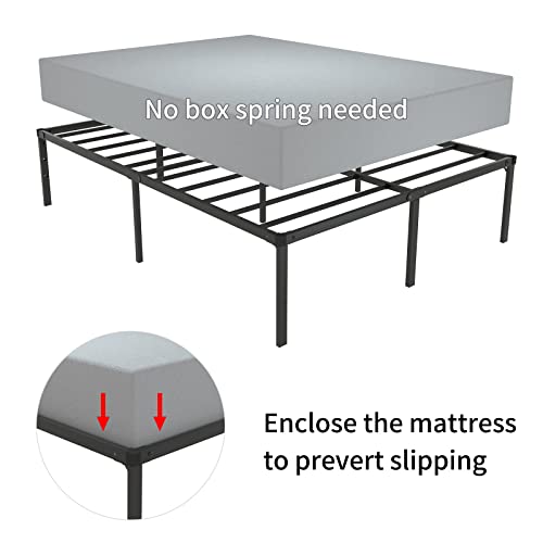 LUKIROYAL King Bed Frames - King Bed Frame No Box Spring Needed - King Size Platform Bed Frame with Safety Rounded Corners, Easy Assembly Bed Fram, Noiseless Storage Space Under, Black
