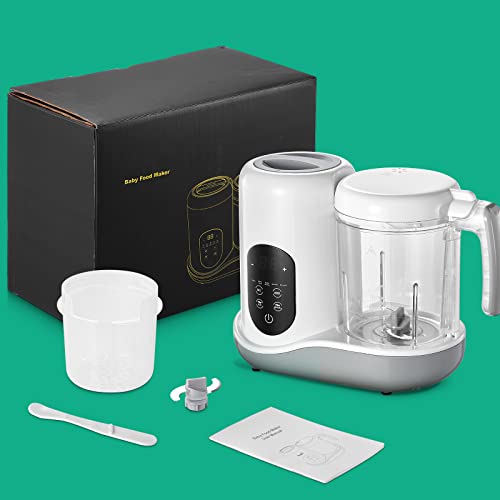 TLGREEN Baby Food Maker Steamer and Blender | Baby Puree Maker with Self Cleans | Baby Food Warmer Mills Machine | Auto Cooking & Grinding | Anti Waterproof Drying System | Touch Screen Control White