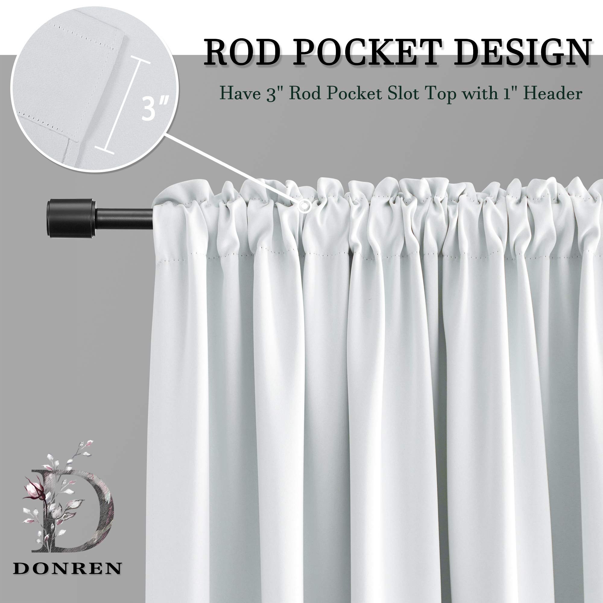 DONREN Greyish White Window Curtain Panels - 42 Width x 84 Length 2 Panels Thermal Insulated Rod Pocket Room Darkening Curtains for Bedroom