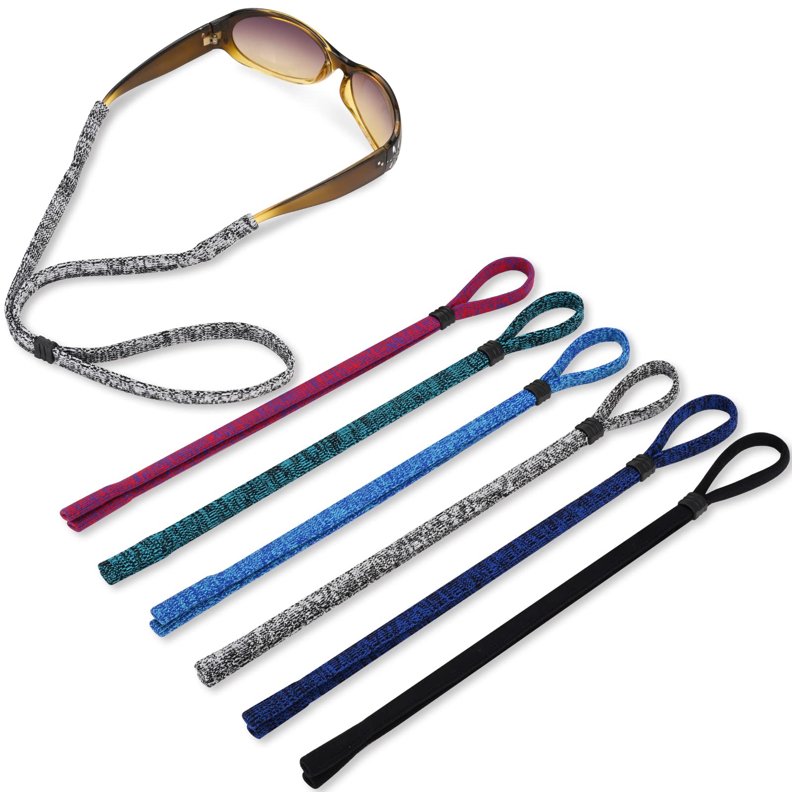HENOALR Glasses Strap and Glasses Holder Strap Eyewear Retainer Sports Glasses Strap Mixed Colors Well Work and Keep Your Glasses Outdoor Sport Style Pack of 6 Colors