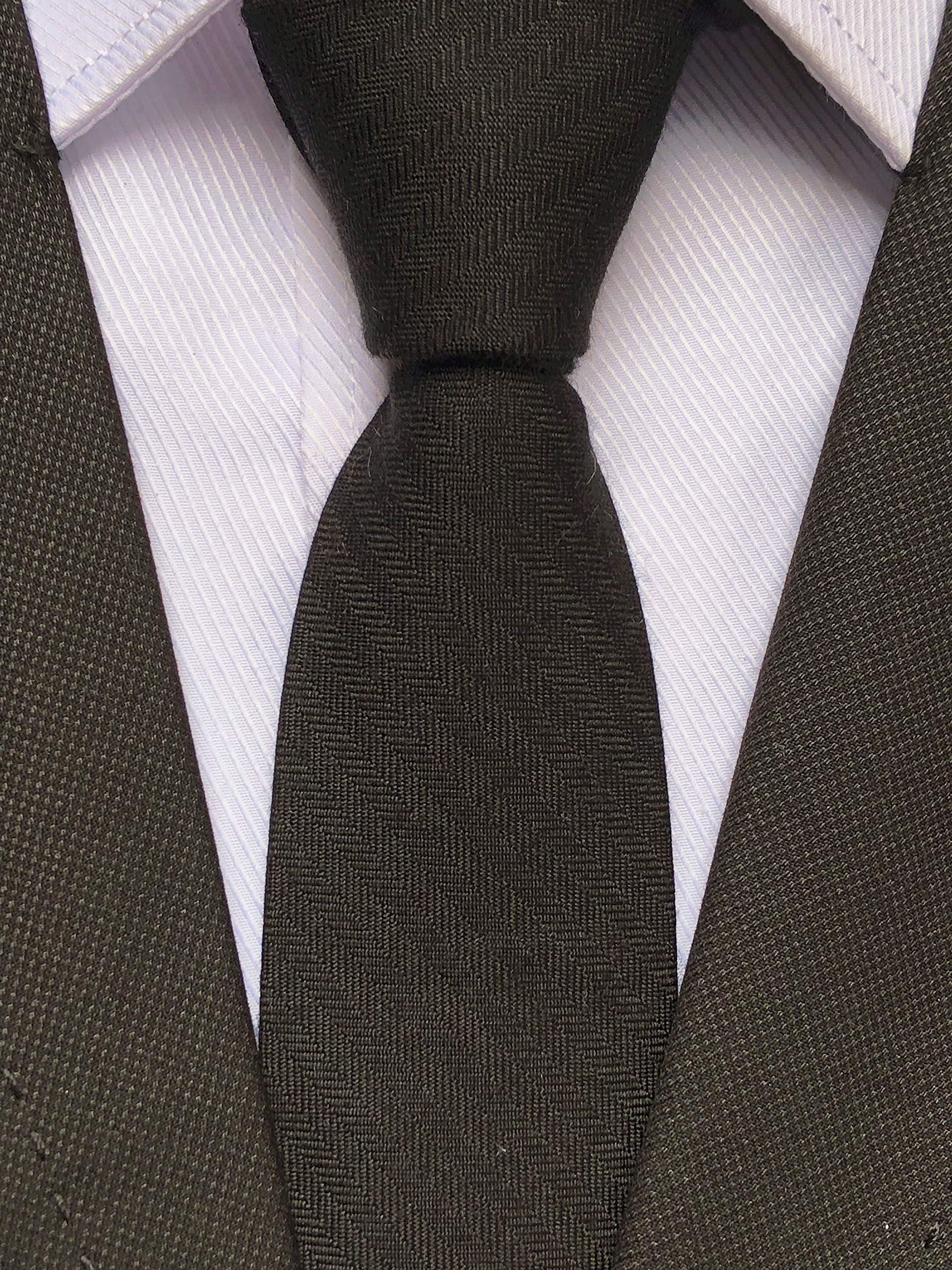 Ctskyte Men Skinny Black Silk Wool Ties Cotton Timeless Matte Texture Neckties for Groom