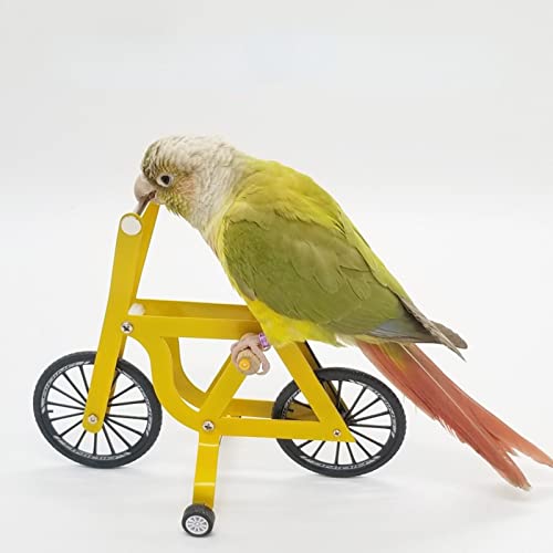 YANQIN Bird Intelligence Training Toy,Parrot Puzzle Bicycle Toy for Small Medium Bird,Parrot Educational Table Top Trick Prop Toy,Bird Foot Talon Toy for Lovebird Conures Parakeet (Large)