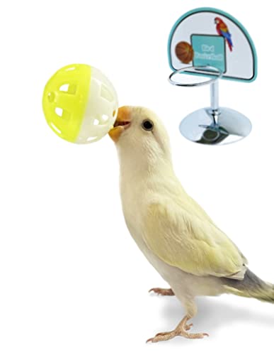 YANQIN Bird Toys, Bird Trick Tabletop Toys, Bird Training Basketball Stacking Color Ring Toys Sets with Screwed Base - Parrot Chew Ball Foraging Toys Developing Bird Intelligence (Medium)