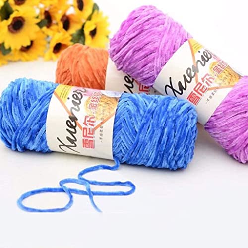 Navy Blue Solid Color Hand Woven Thick Crochet Thread Chenille Velvet Yarn Soft Wrapping for Craft Scarves Sports Blankets 100g