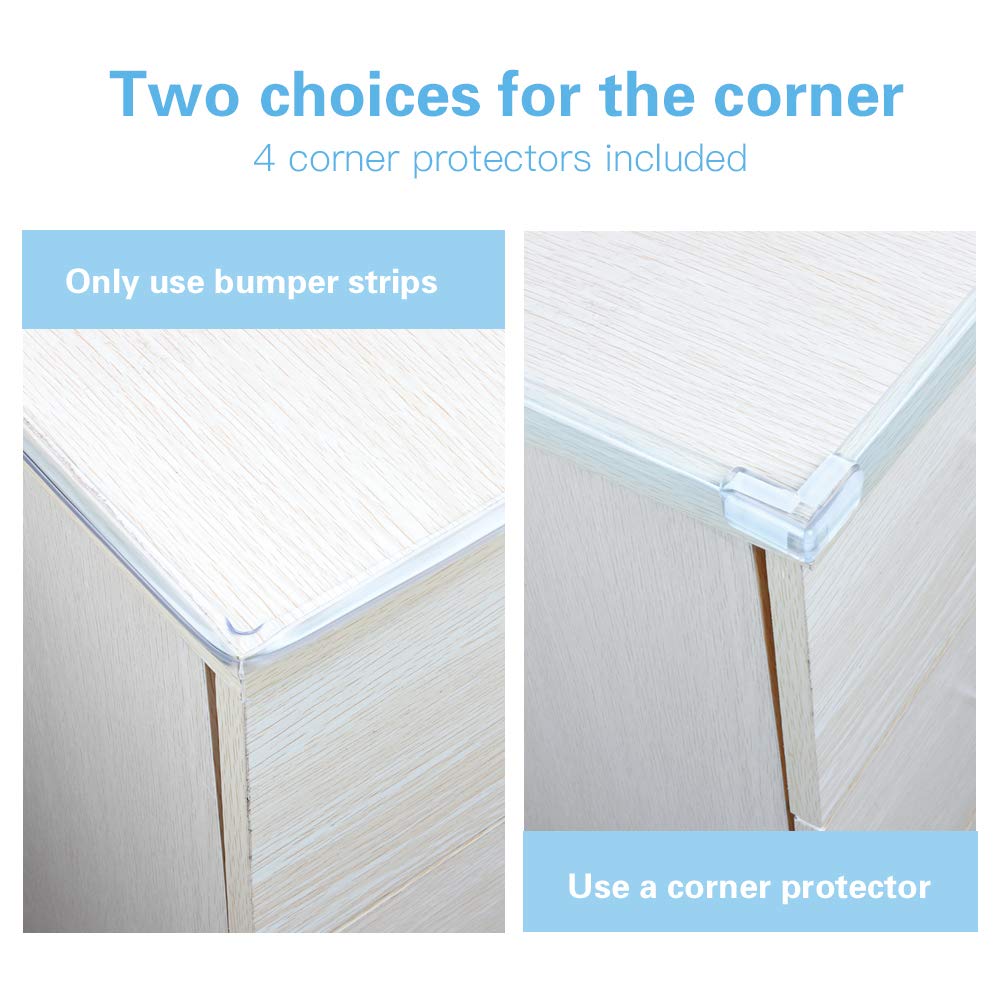 Corner Guards for Furniture - 20 Feet Clear Baby Proof Table Edge Corner Protectors - Soft Silicone Bumper Strip with Double-Sided