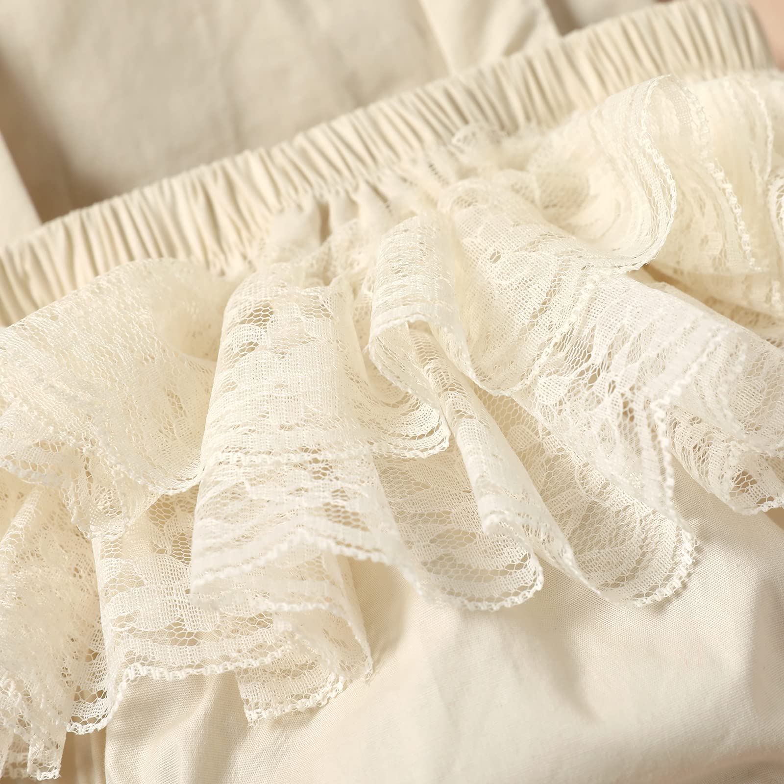 Newborn Infant Baby Girl Lace Romper Boho Dress 1st Birthday Cake Smash Outfit Tutu Ruffle Bodysuit Jumpsuit White Clothes (B1 Beige, 3-6 Months)