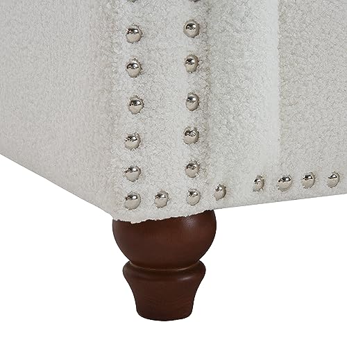 kevinplus 81'' Chesterfield Sofa Couch for Living Room, Modern Classic 3-Seat Upholstered Tufted Rolled Arm Fabric Sofa Couch for Apartment Bedroom Office, Solid Wood Leg, White