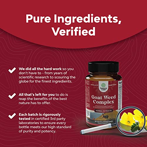 Herbal Goat Weed Extract Complex - Invigorating Blend with Tribulus Saw Palmetto L Arginine and Tongkat Ali Extract and Maca Root for Men and Women for Enhanced Energy and Stamina - Discreet Packaging