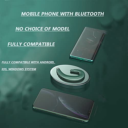 Wireless Bluetooth Headphone, Painless Wearing Headset with Mic for Cell Phone, Non Ear Plug Non Bone Conduction Ear Hook Earbuds, Lightweight, Waterproof Earpiece for Business/Office/Sports