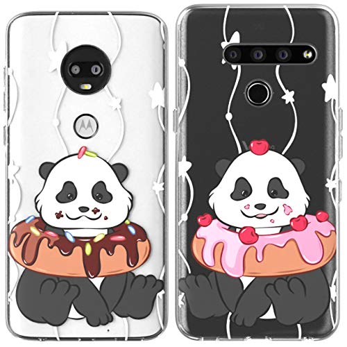 Toik Matching Couple Cases for Apple iPhone 11 Pro Xs Max Xr 10 X 8 Plus 7 6s 5s SE Kawaii Print Panda Silicone BFFs Animals Doughnut Gift Best Friend Sweet Relationship Girlfriend Cute