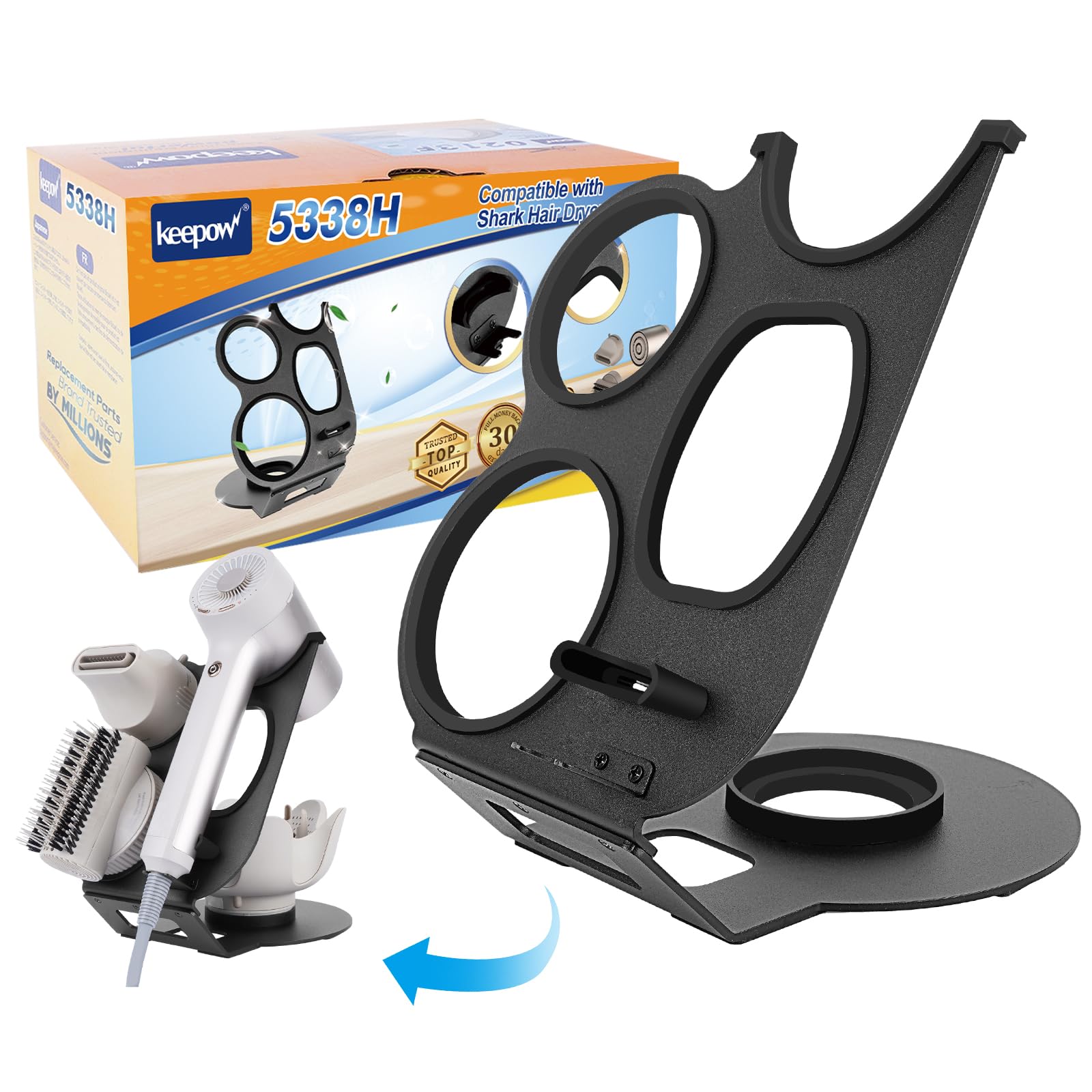 KEEPOW Hair Dryer Holder Stand Compatible with Shark HyperAir, Blow Dryer Holder for HD112BRN HD125CO HD112GNBRN HD112PKBRN, Hair Dryer Stand for Bedroom Bathroom Organizers and Storage