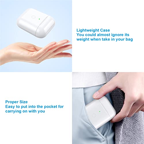 Wireless Charging Case Compatible with AirPods 1&2, Charger Replacement for Air Pods 660mAh Battery and Bluetooth Pairing Button, NO Earbuds, White, Standard
