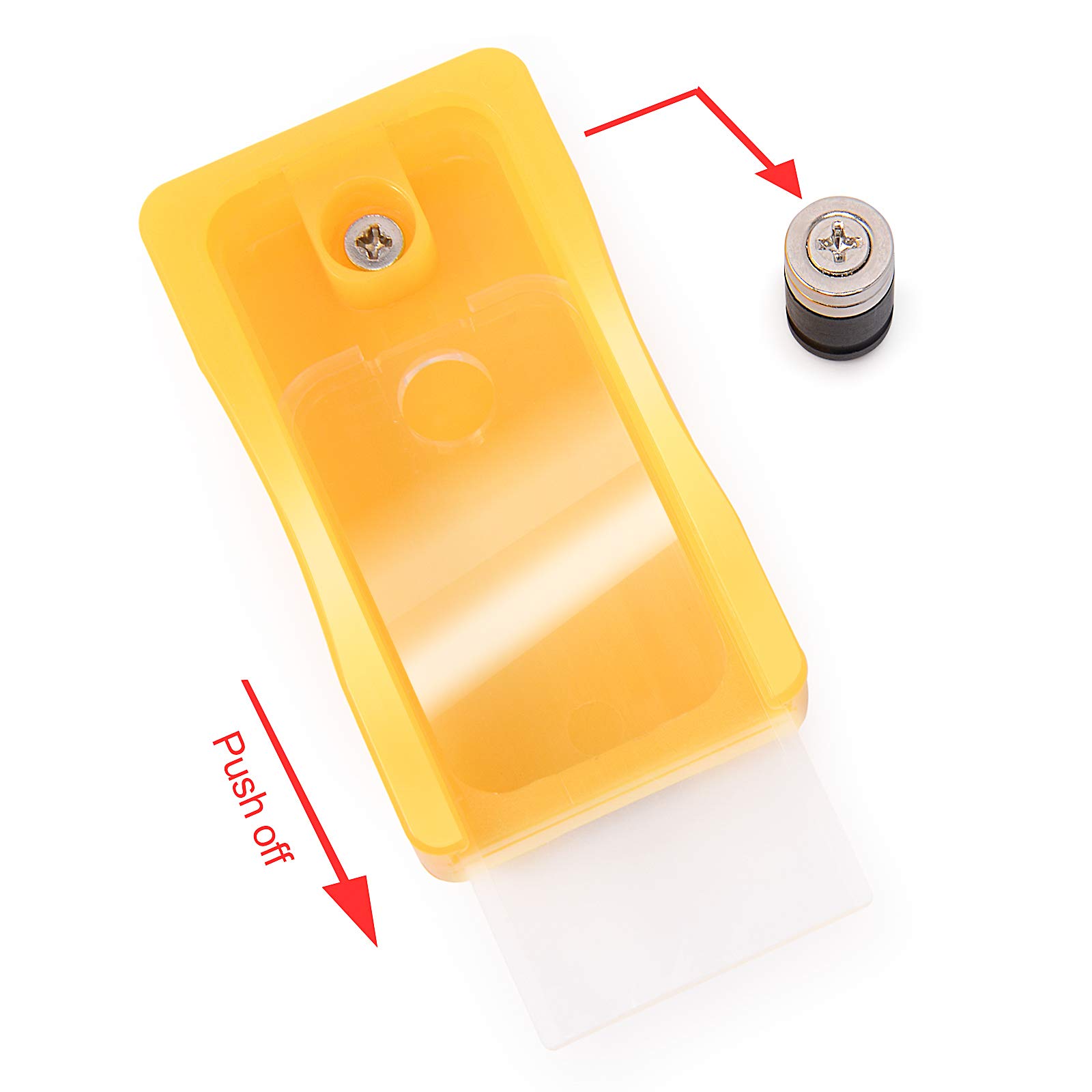 NEWISHTOOL Snap Off Blade Disposal Container Can to Break Utility Knife Blade, Trash Knife Blades Gather by Magnet Safe Storage Bank, Blade Dispenser Yellow Plastic Case with Hanging Clip
