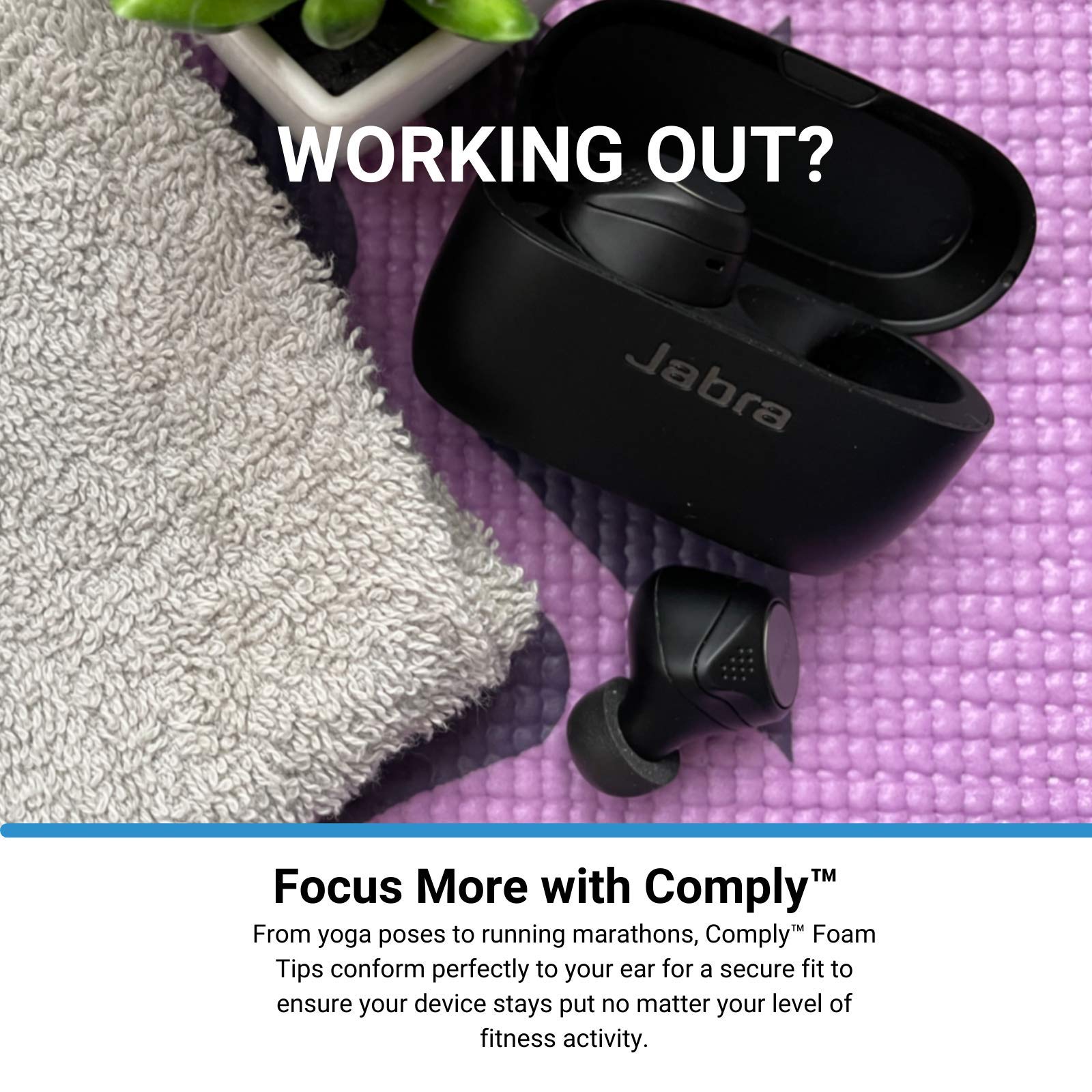 Comply Foam TrueGrip Ear Tips for Jabra 65T & 75T, Large, 3 Pairs, Black – Ultimate Comfort, Memory Foam Earbud Tips, Earbud Replacement Tips, Soft Noise Canceling Tips, Made in The USA