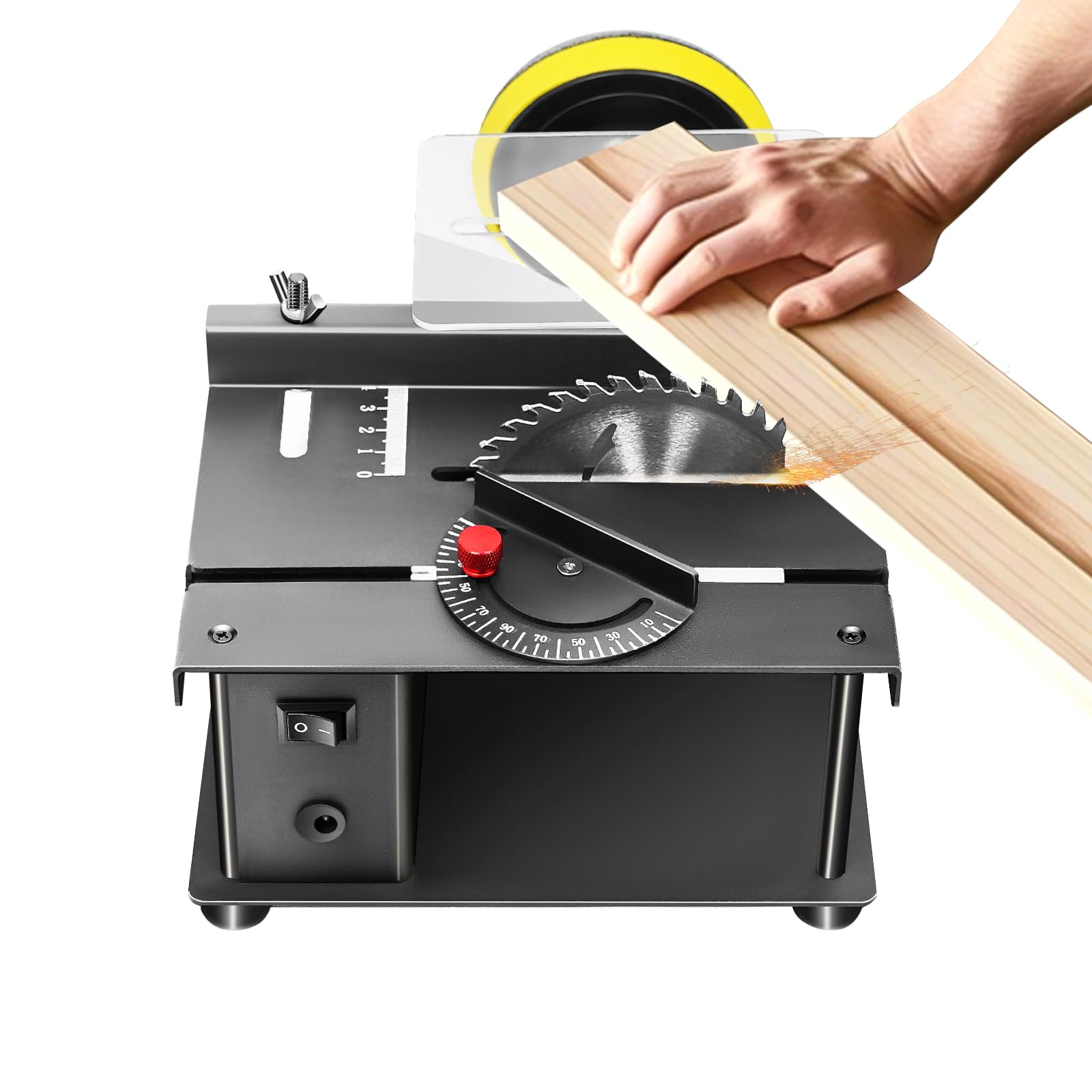 Mini Table Saw, 200W 8500RPM, Small Desktop Multi-Functional Cutting Bench for Precision Cut Metal Miniature Wood Plastic Acrylic