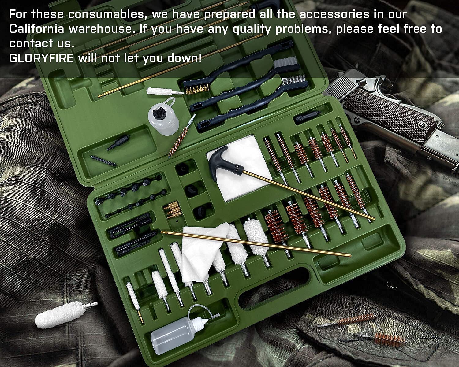 GLORYFIRE Universal Gun Cleaning Kit Hunting Handgun Shot Gun Cleaning Kit for All Guns with Case