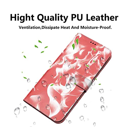NATUMAX Phone Cover Wallet Folio Case for Oppo REALME 7 PRO, Premium PU Leather Slim Fit Cover for REALME 7 PRO, 2 Card Slots, Horizontal Viewing Stand, Simple case, Red